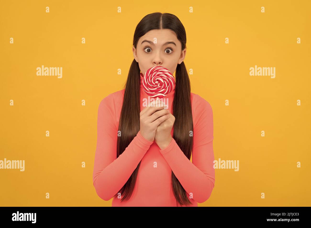 oh my god. teen dental care. sweet tooth. yummy. surprised girl hold ...