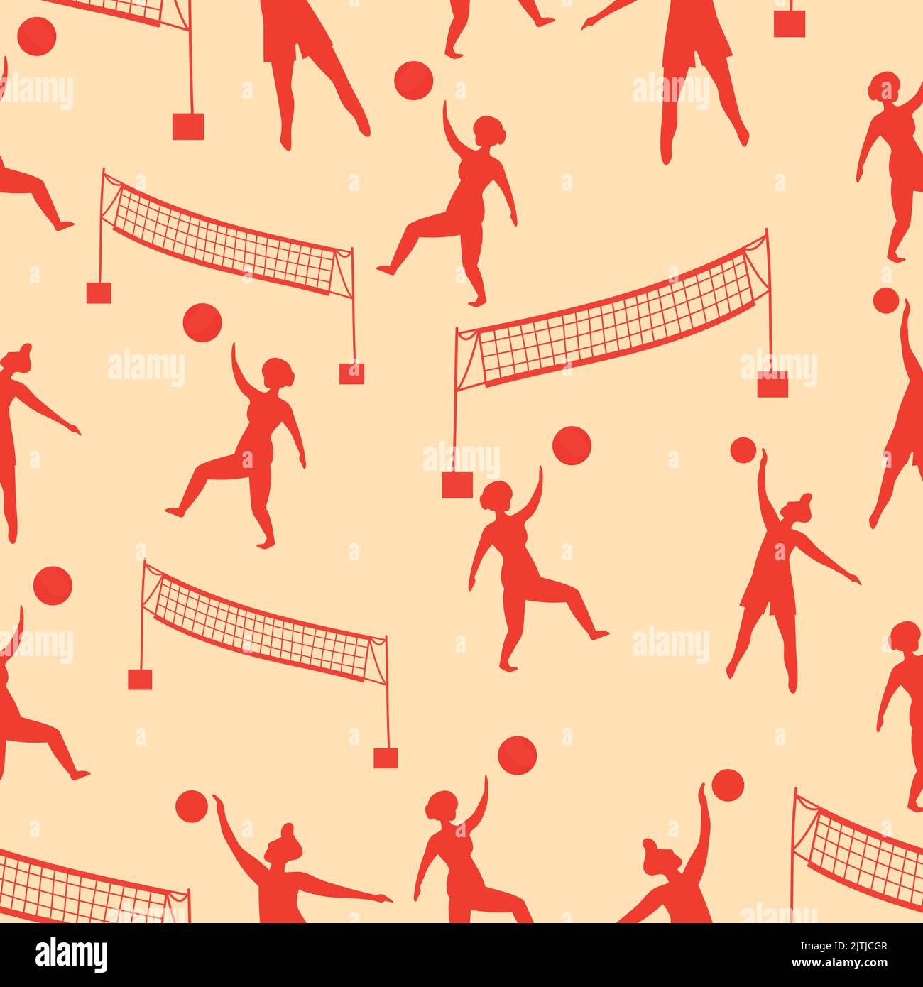 The red seamless volleyball player's pattern - a beautiful choice for ...