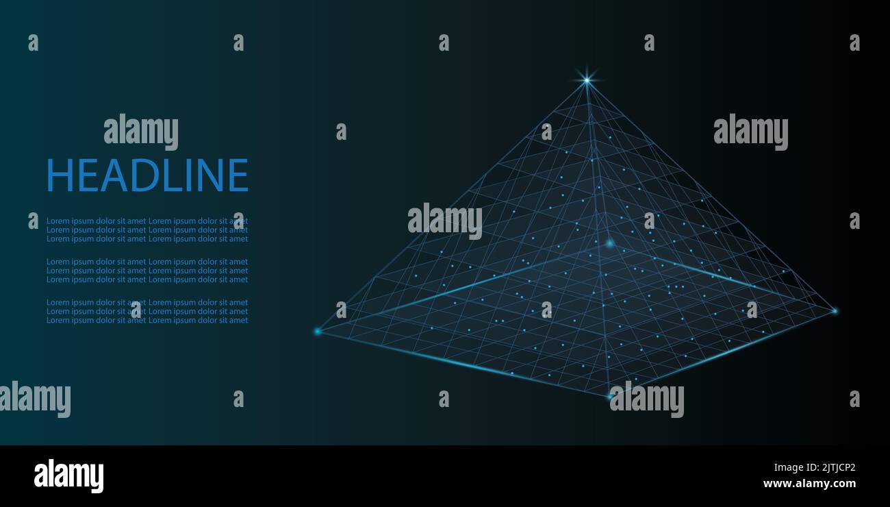 Pyramid molecular grid technology style. Futuristic connection ...