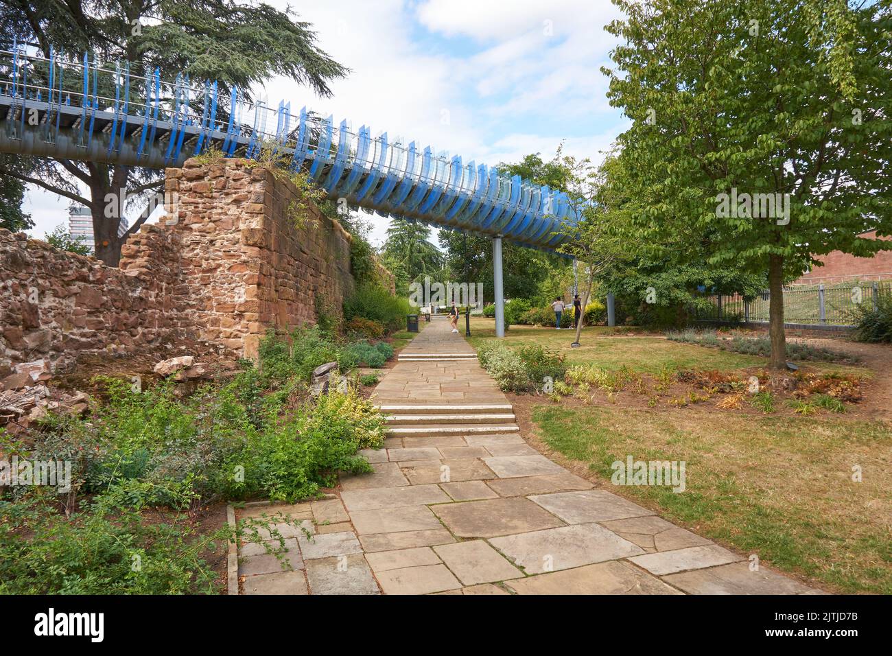 Modern walkway passing over Lady Herberts Garden in Coventry, UK Stock ...