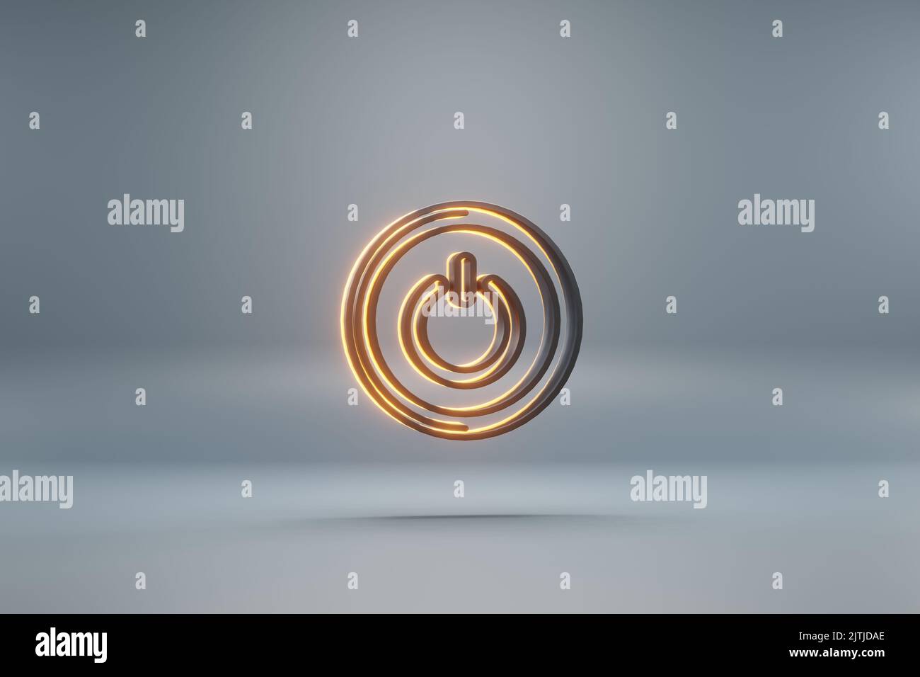 Beautiful black Round Power Button with yellow light symbol icons on a ...