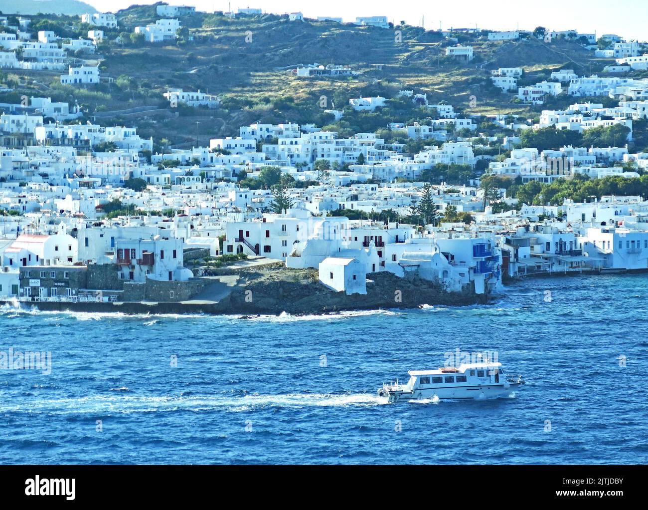 Typical Greek architecture in the coast of Mykonos, Greece, Europe ...
