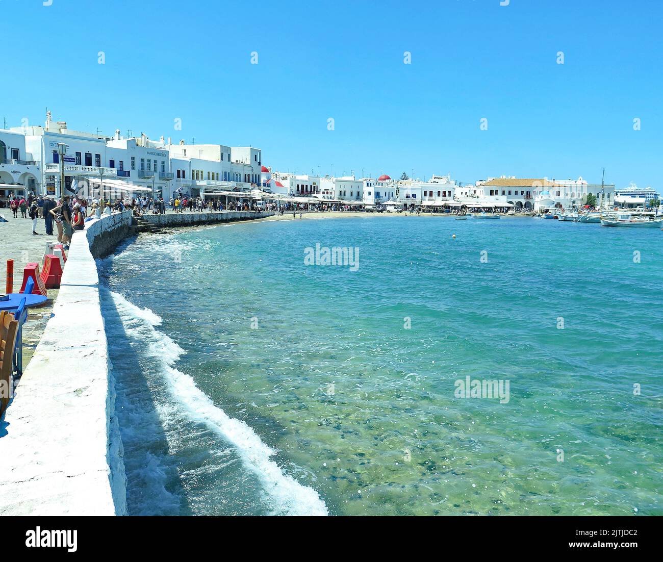 Typical Greek architecture in the coast of Mykonos, Greece, Europe ...