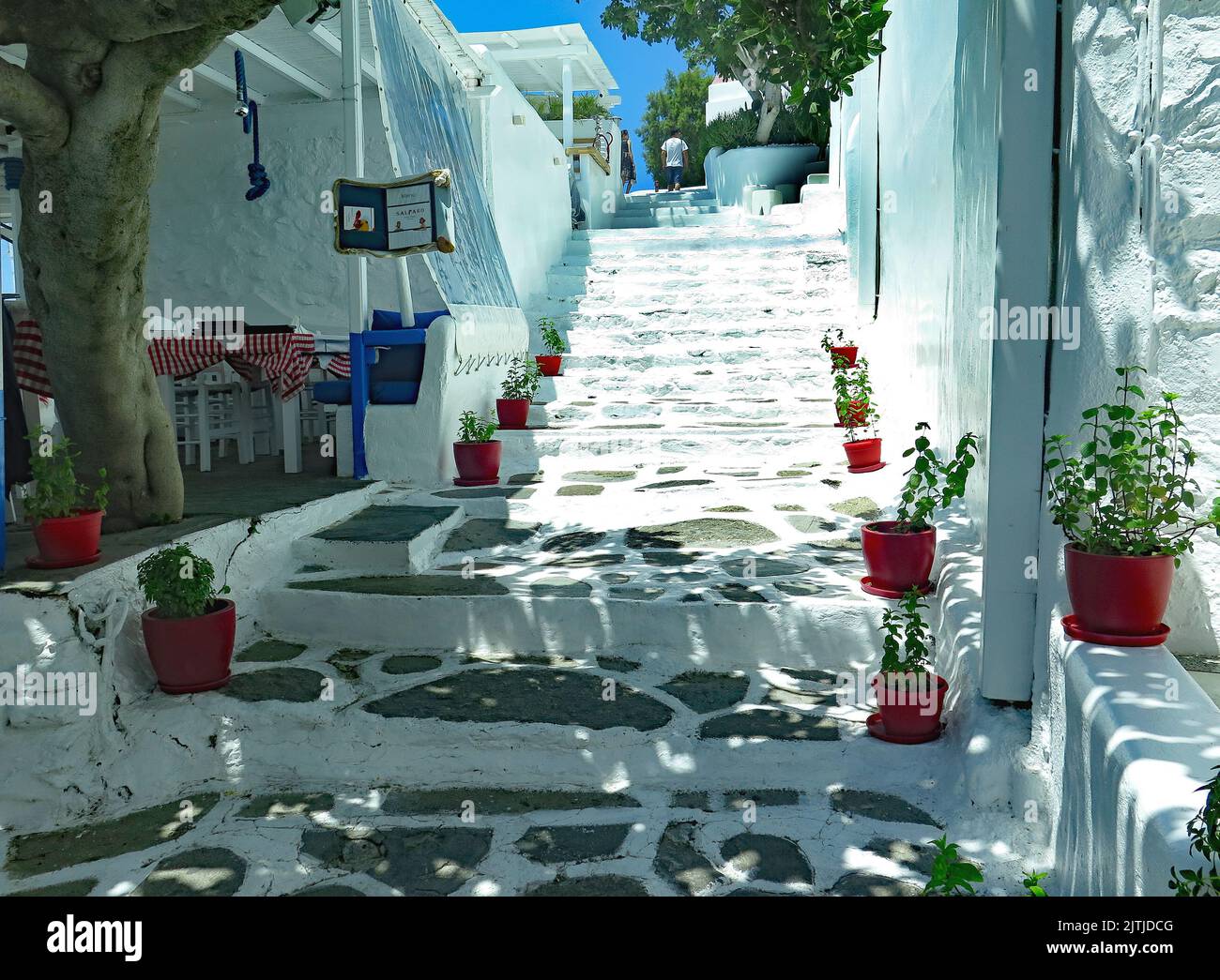 Typical Greek architecture in the coast of Mykonos, Greece, Europe ...