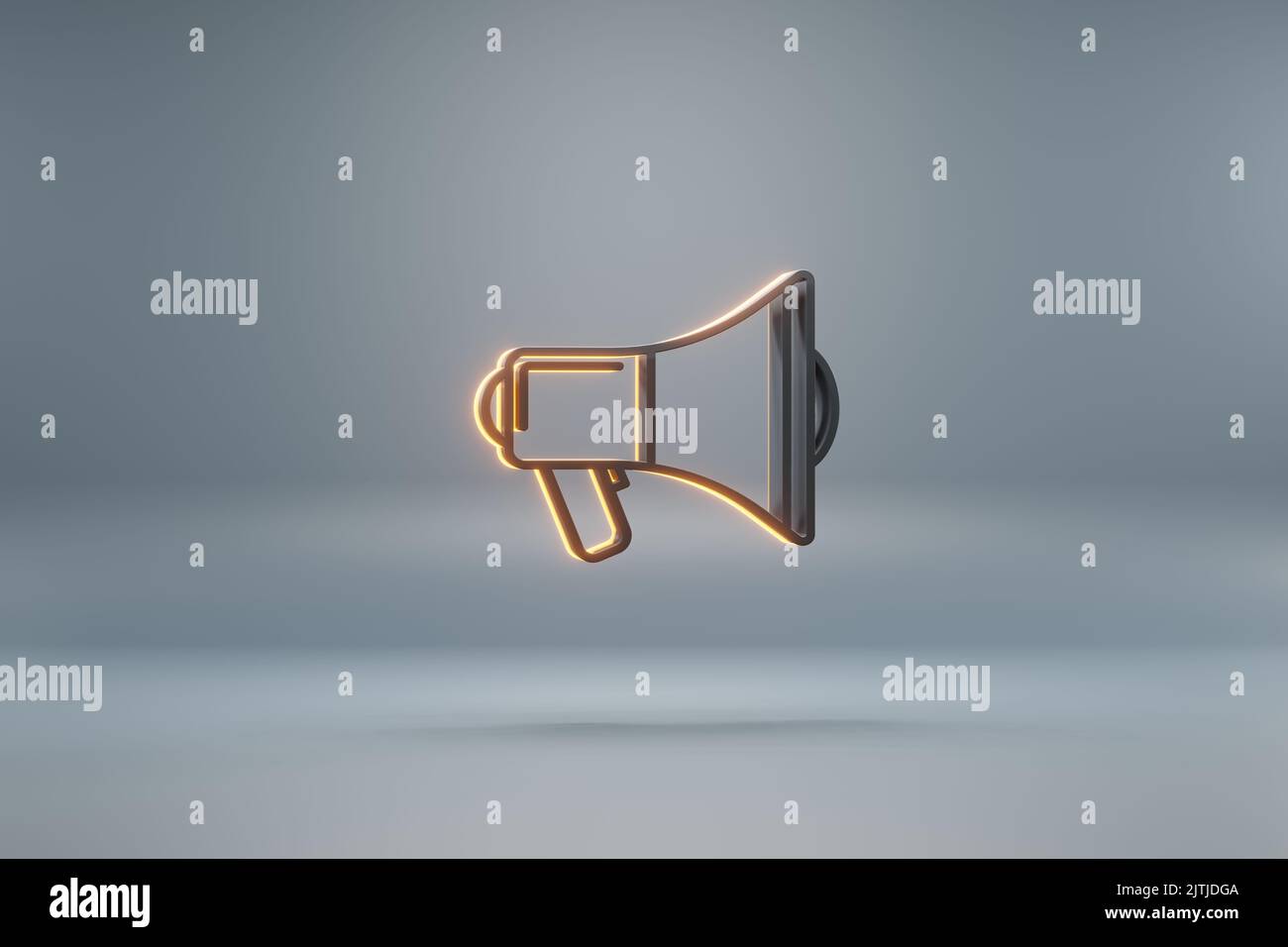 Beautiful black Shout Megaphone with yellow light symbol icons on a ...