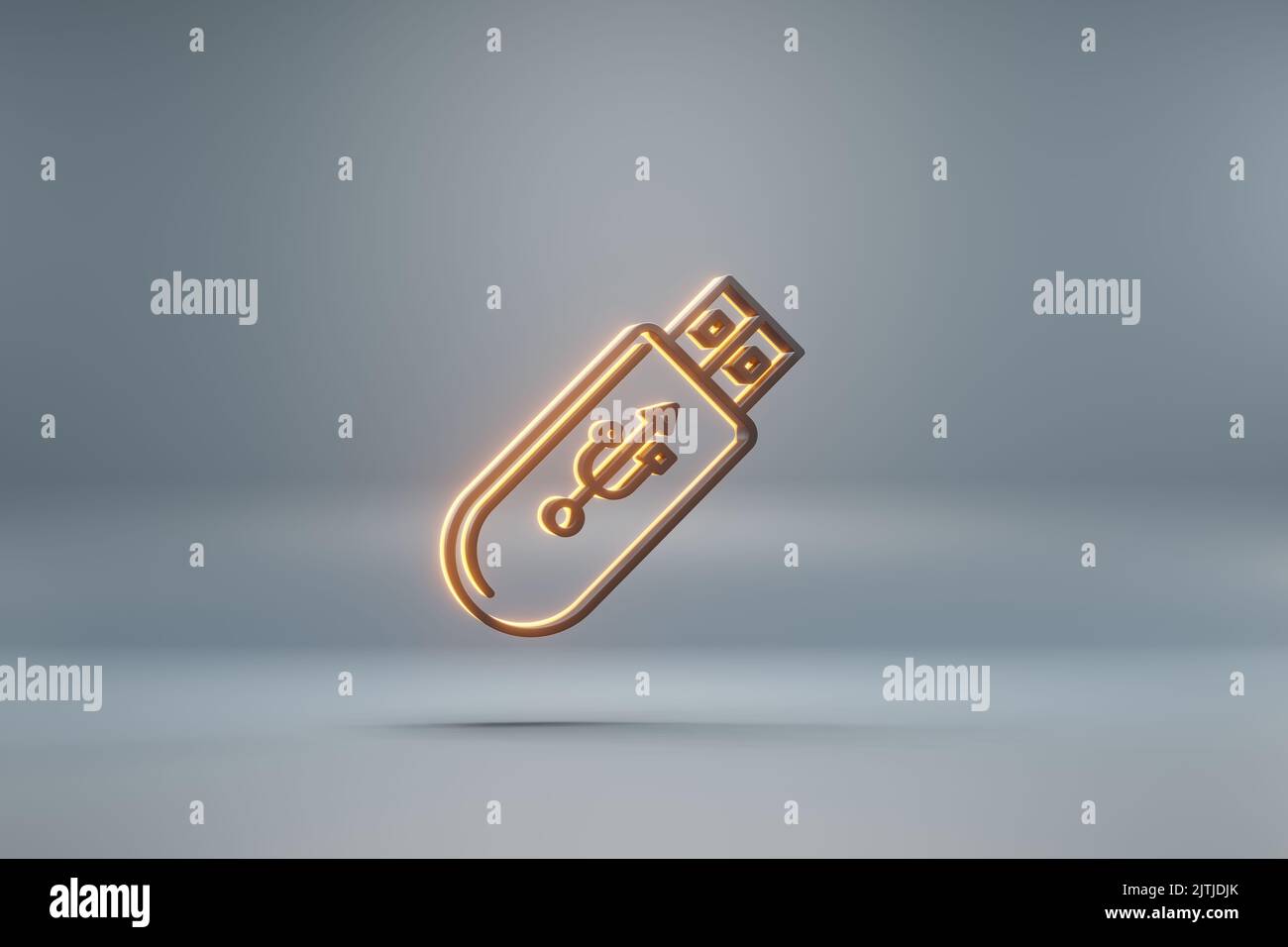 Beautiful black Pendrive Device with yellow light symbol icons on a ...