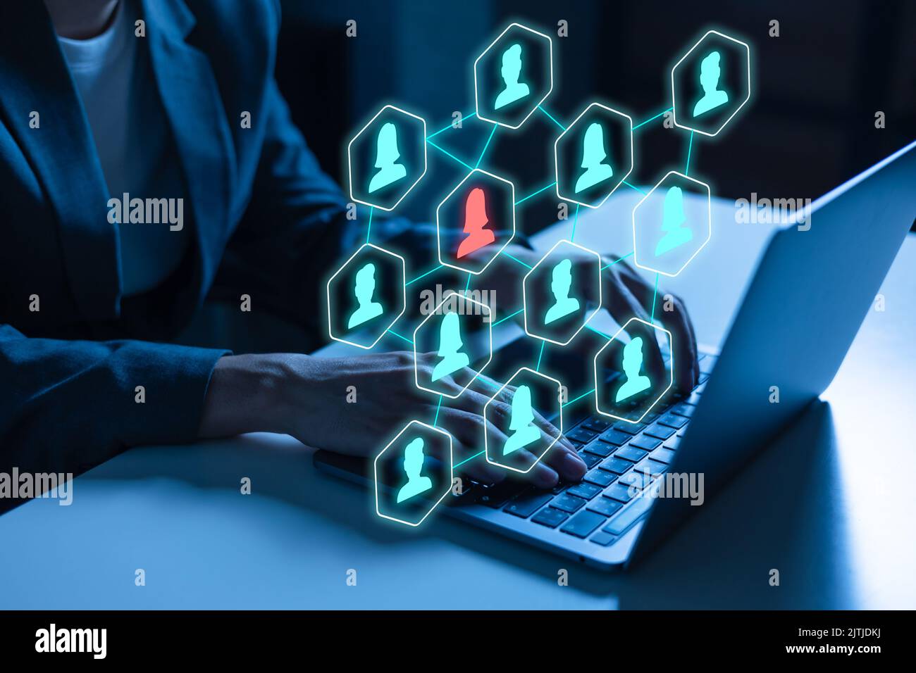 Conceptual image of social media, information spreading between people ...