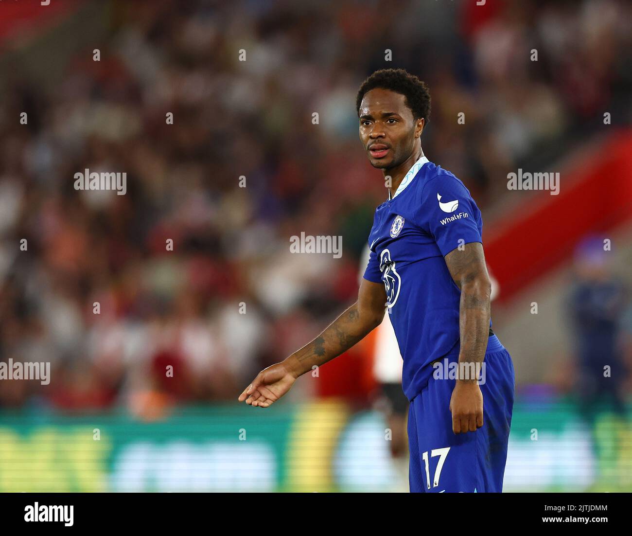 Southampton, England, 30th August 2022. Raheem Sterling of Chelsea ...