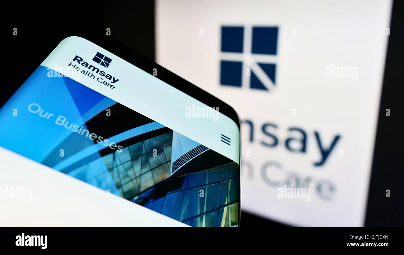 Smartphone with website of Australian company Ramsay Health Care ...
