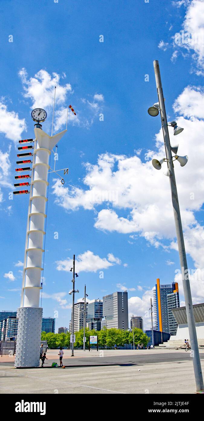 Wind signpost in El Forum square, Barcelona, Catalunya, Spain, Europe ...
