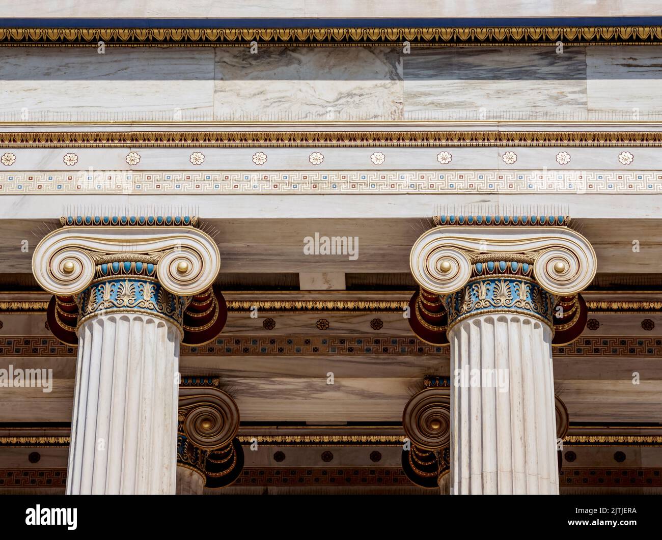 Ionic order columns, The Academy of Athens, detailed view, Athens, Attica, Greece Stock Photo ...