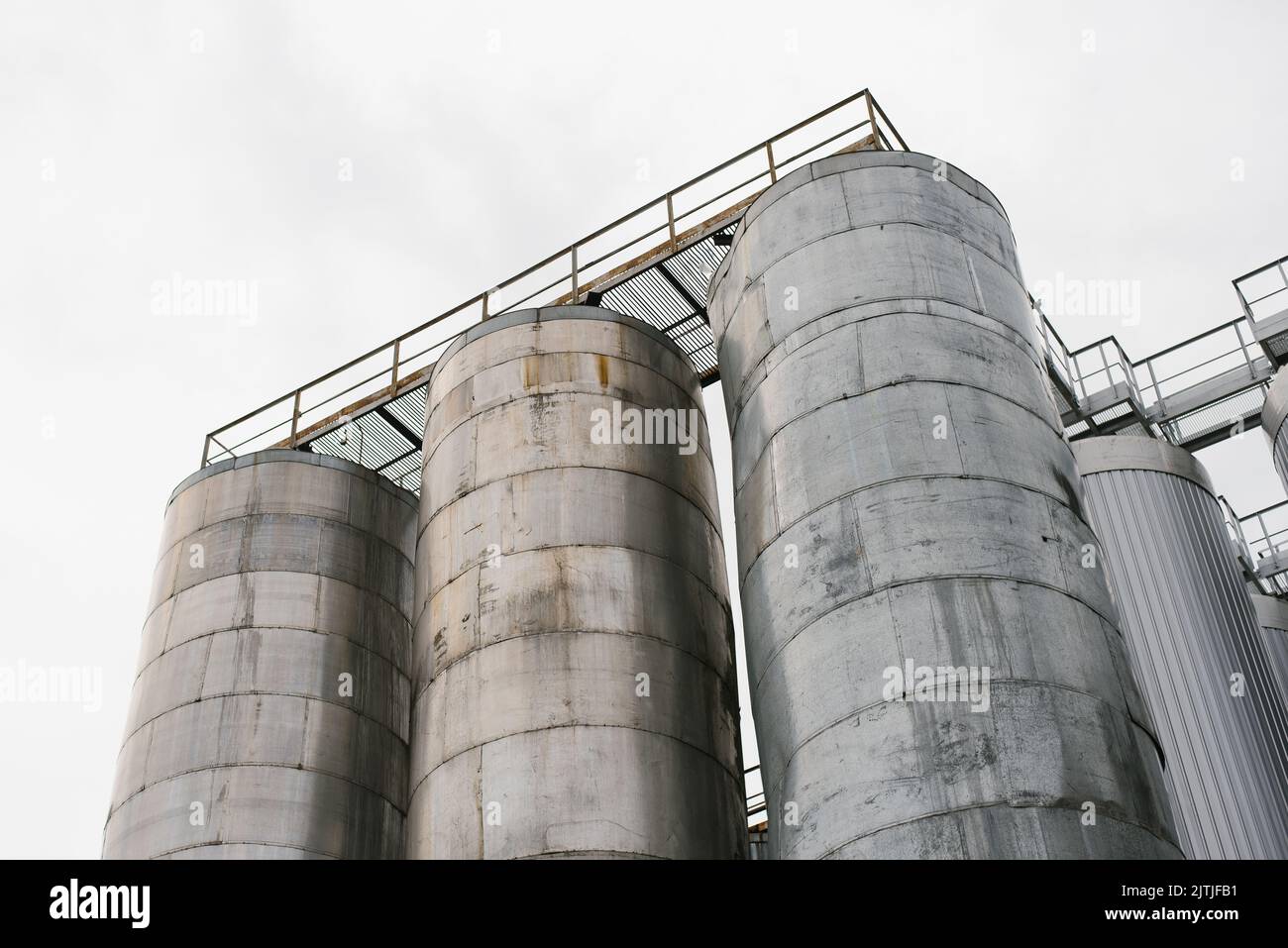Silo, containers or tanks for malt storage at the brewery Stock Photo ...