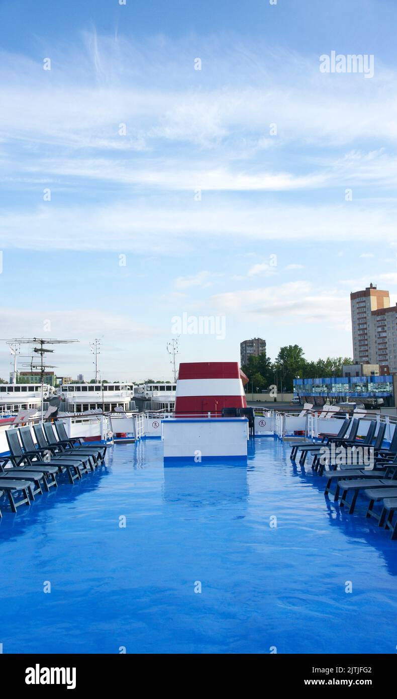 Decks of the ship of a cruise on the Volga, Saint Petersburg, Russian ...
