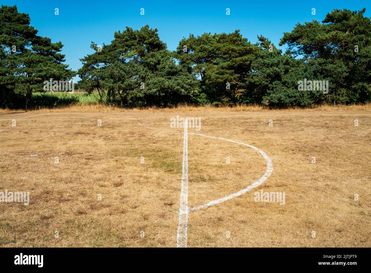 Football pitch during drought conditions Sutton Suffolk England Stock ...