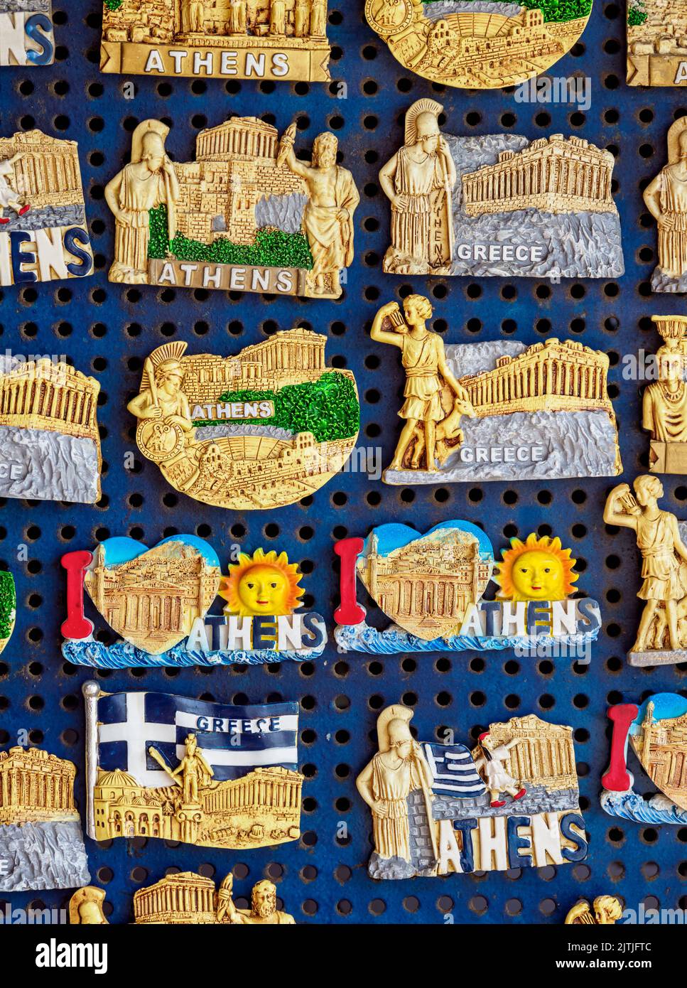 Magnets at Souvenir Shop in Piraeus, Attica, Greece Stock Photo - Alamy