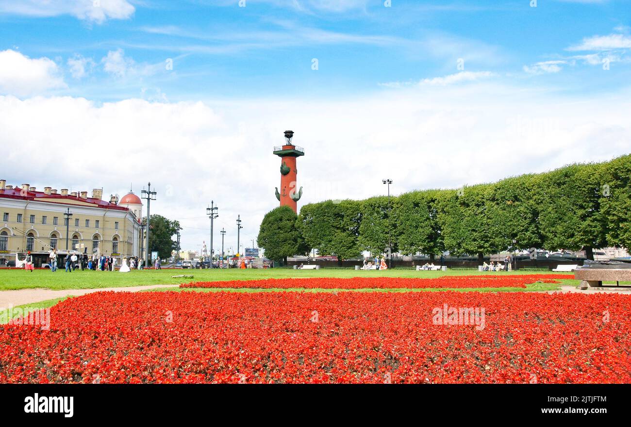 Rostral column in a gardens of Saint Petersburg, Russian Federation ...