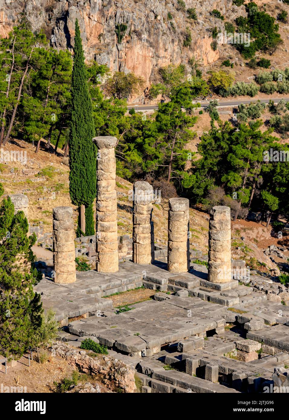The Temple of Apollo, elevated view, Delphi, Phocis, Greece Stock Photo ...