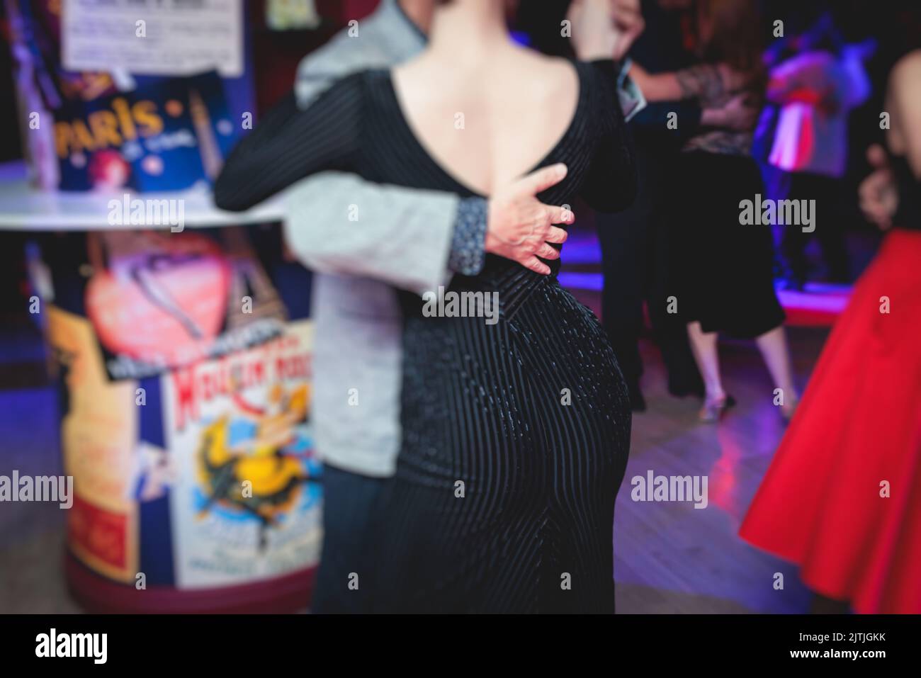 Couples dancing traditional latin argentinian dance milonga in the ...