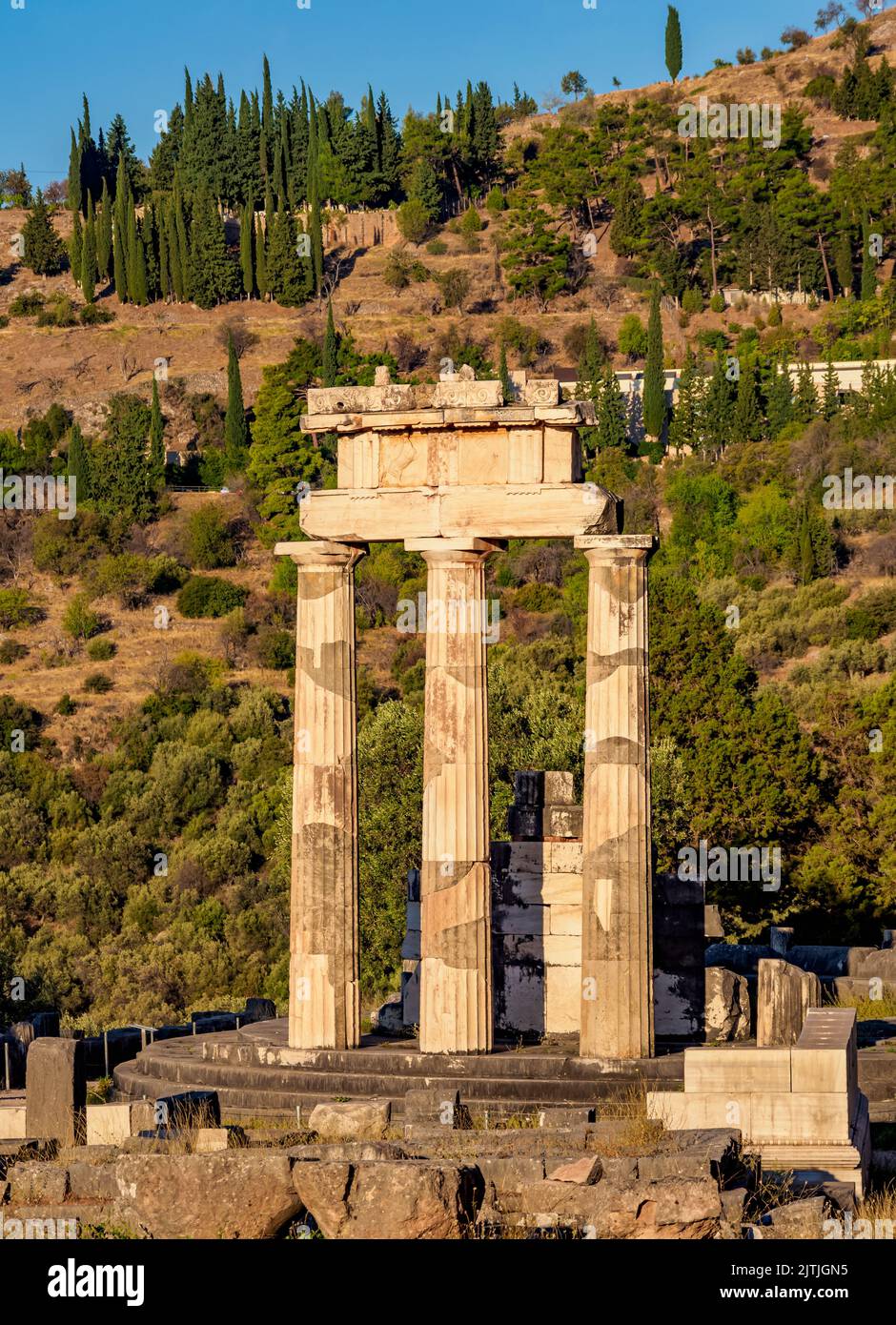 Tholos of Delphi, Temple of Athena Pronaia, sunrise, Delphi, Phocis ...