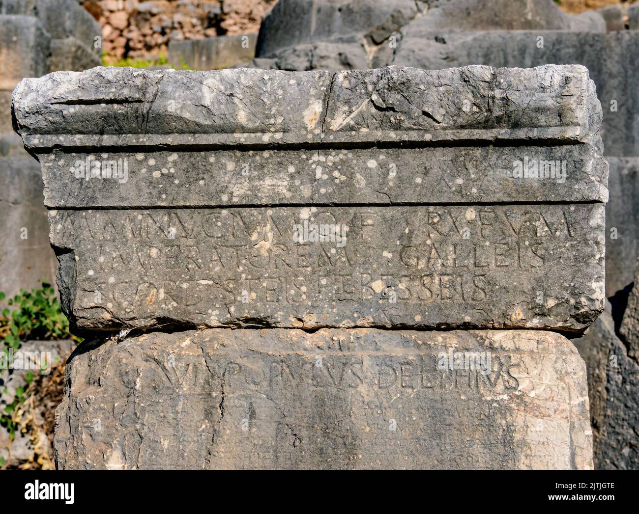 Delphi Archaeological Site, detailed view, Delphi, Phocis, Greece Stock ...