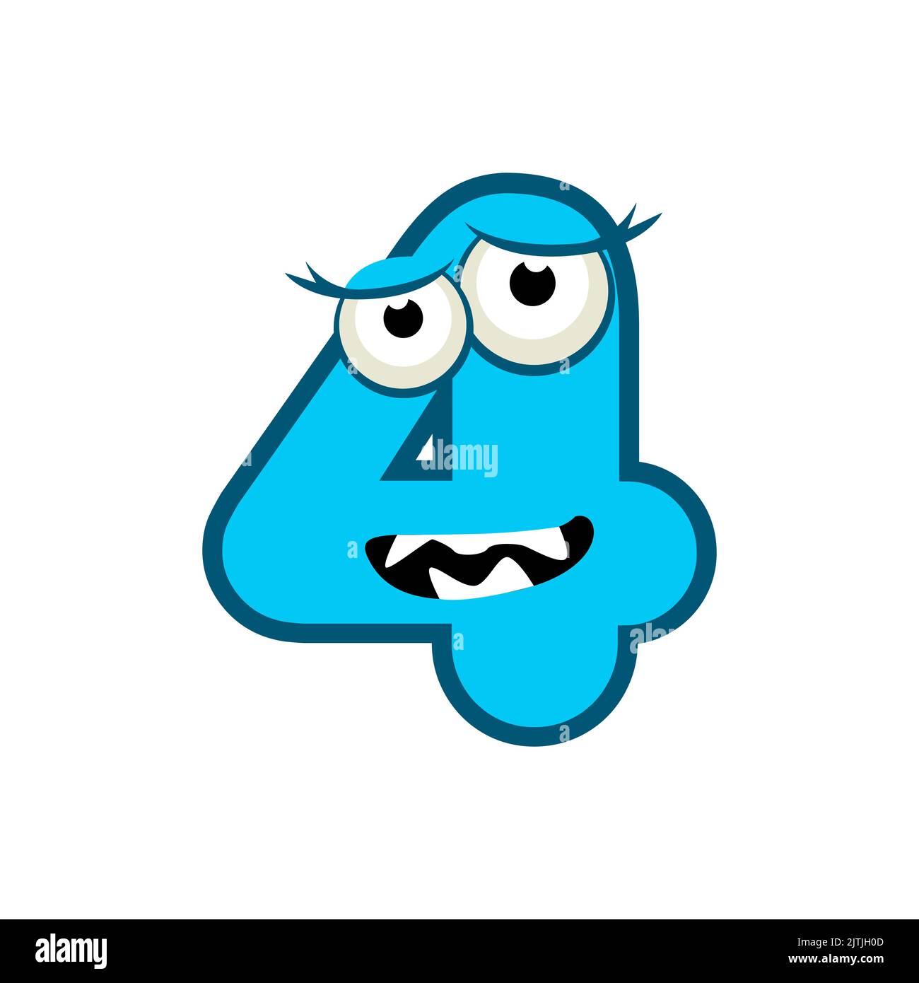 Cartoon Character Number Four Monster, vector numerical 4 Stock Vector ...