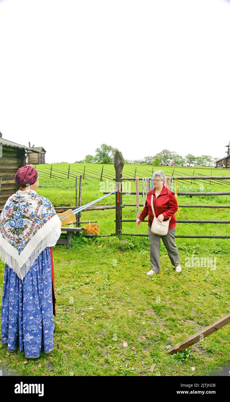 Panoramic of Mandrogi with woman weaving and selling typical of the ...