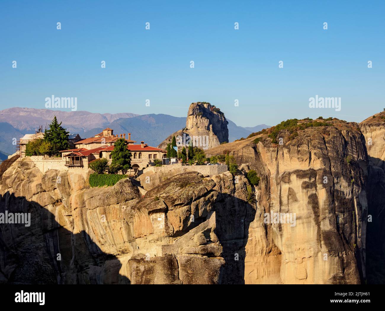 Monastery of the Holy Trinity at sunrise, Meteora, Thessaly, Greece ...