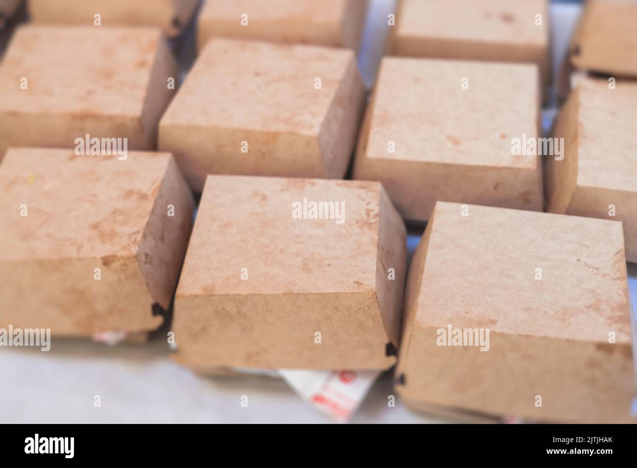 Cardboard food boxes for fast food with the french fries and burgers ...