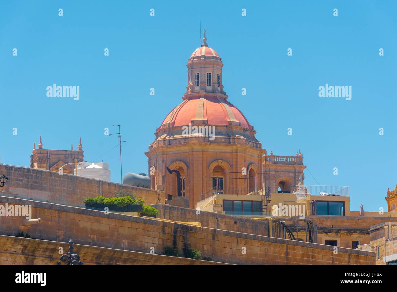 Red dome of a church in Valletta, Malta Stock Photo - Alamy