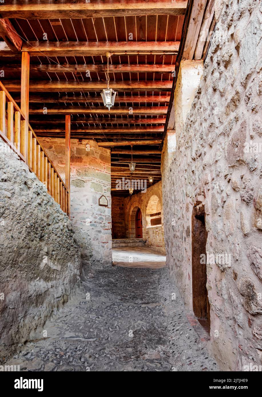 Monastery of Great Meteoron, interior, Meteora, Thessaly, Greece Stock ...