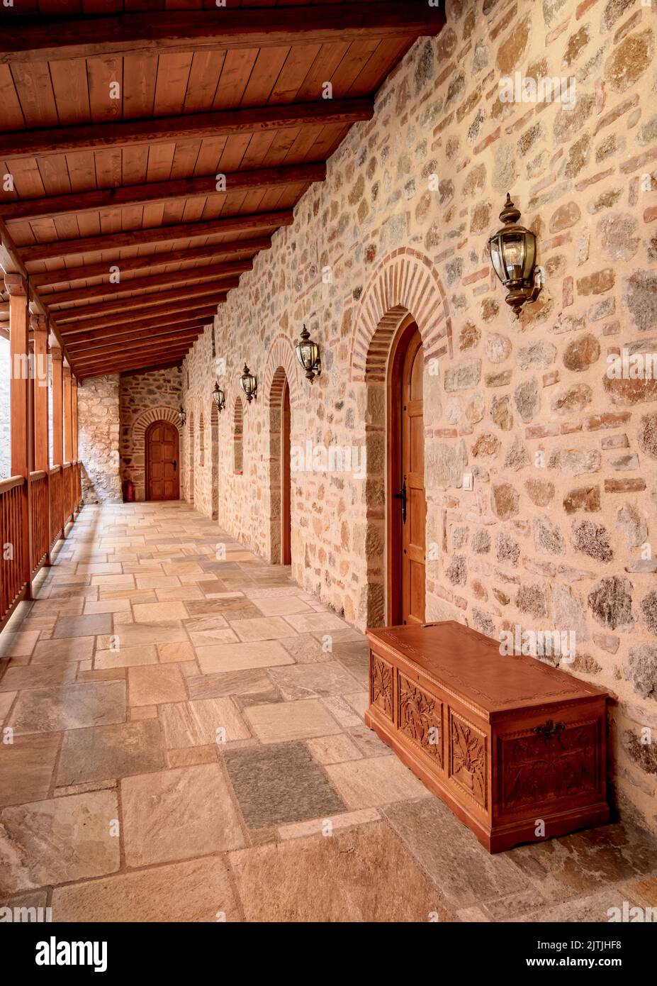 Monastery of Great Meteoron, interior, Meteora, Thessaly, Greece Stock ...