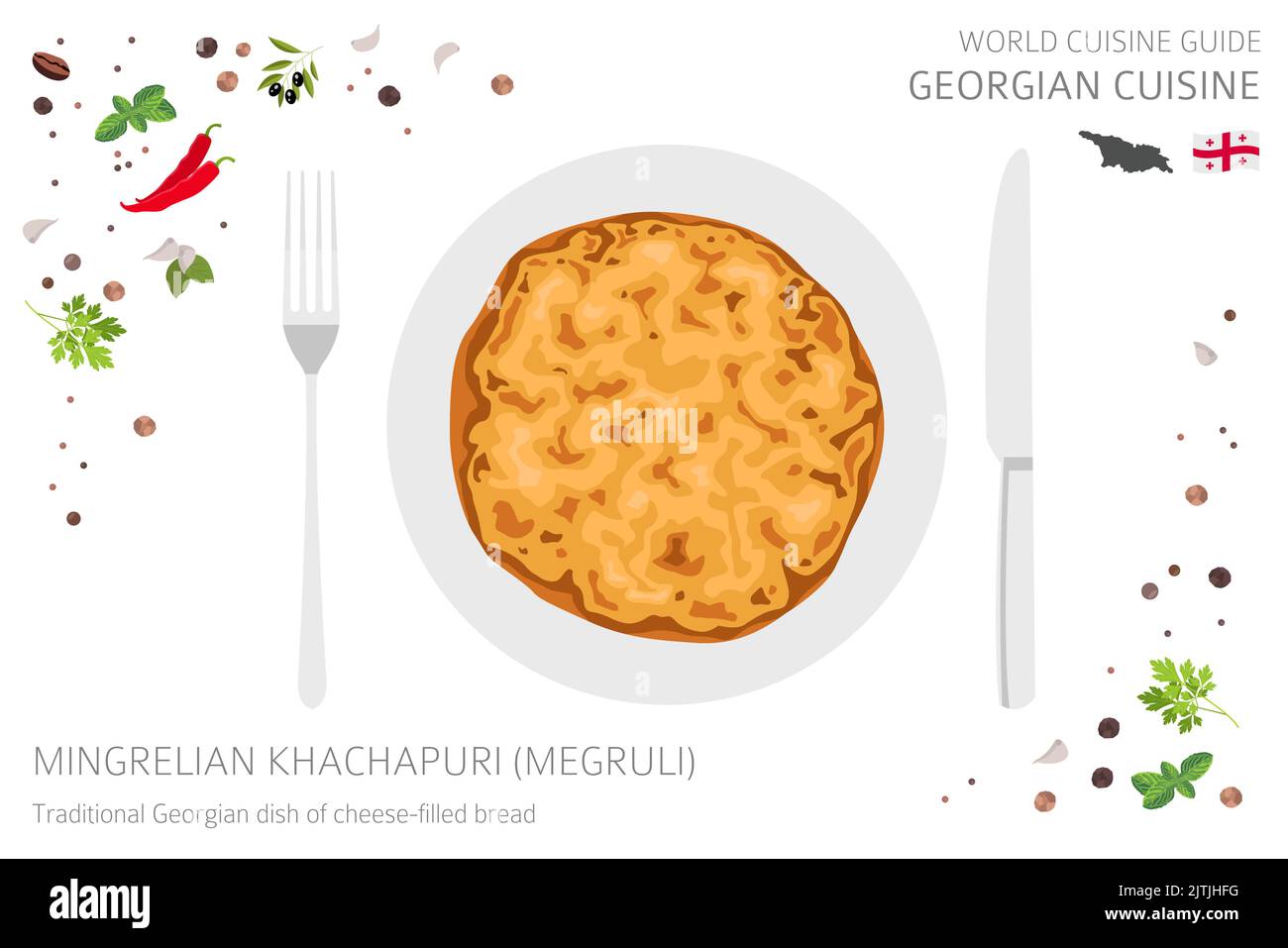 World cuisine guide. Georgian cuisine. Mengrelian khachapuri, megruli ...