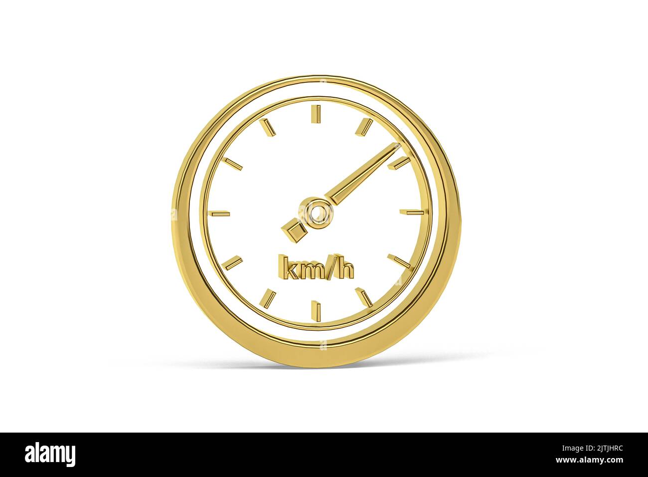Golden 3d speedometer icon isolated on white background - 3d render ...