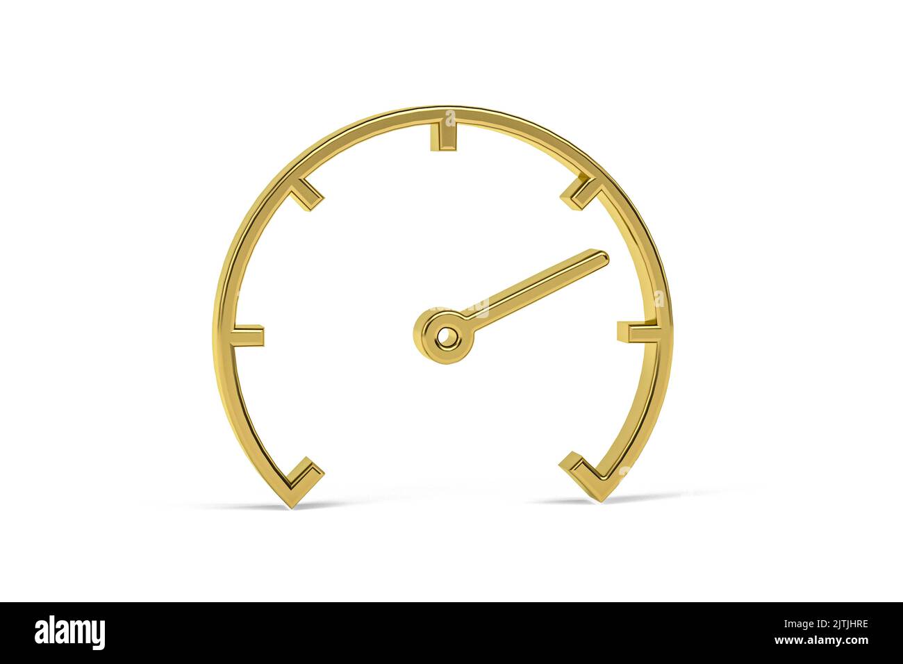 Golden 3d speedometer icon isolated on white background - 3d render ...