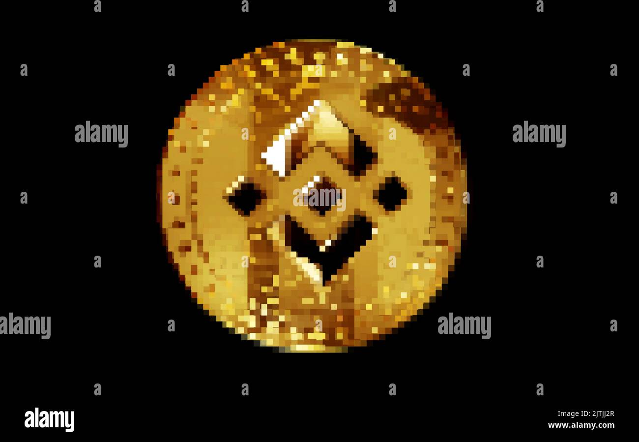 Binance BNB stablecoin cryptocurrency gold coin in retro pixel mosaic ...
