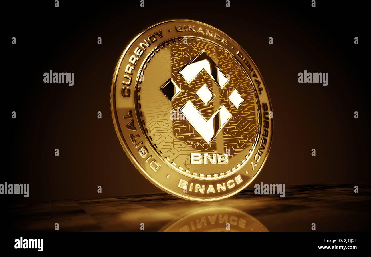 Binance BNB stablecoin cryptocurrency gold coin on green screen ...