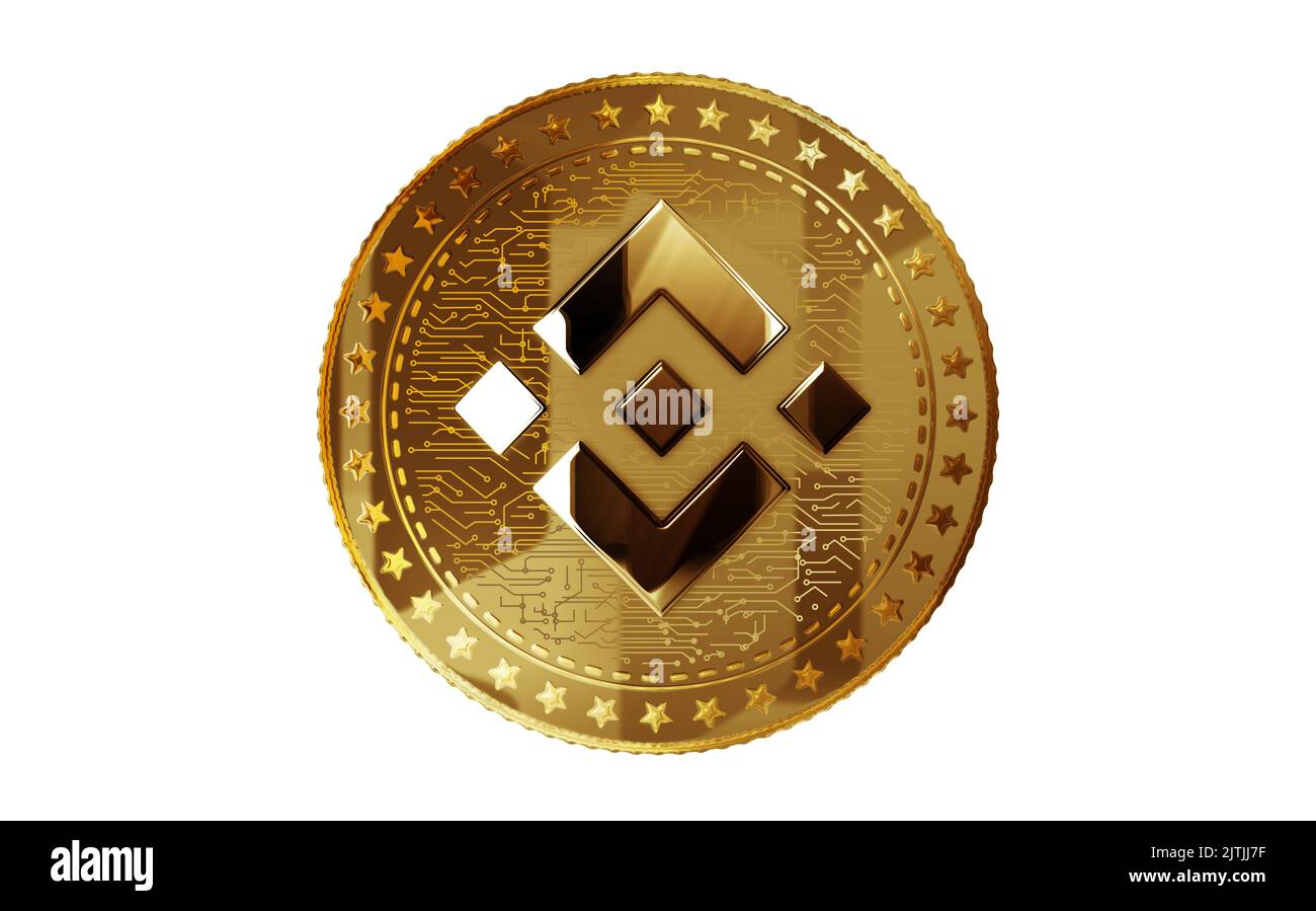 Binance BNB stablecoin cryptocurrency isolated gold coin on green ...