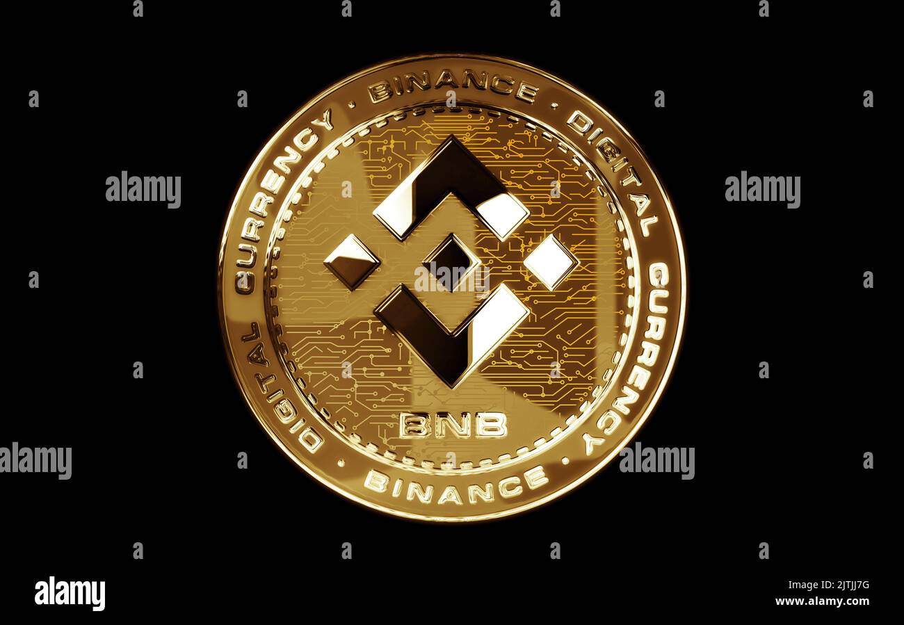 Binance BNB stablecoin cryptocurrency isolated gold coin on green ...