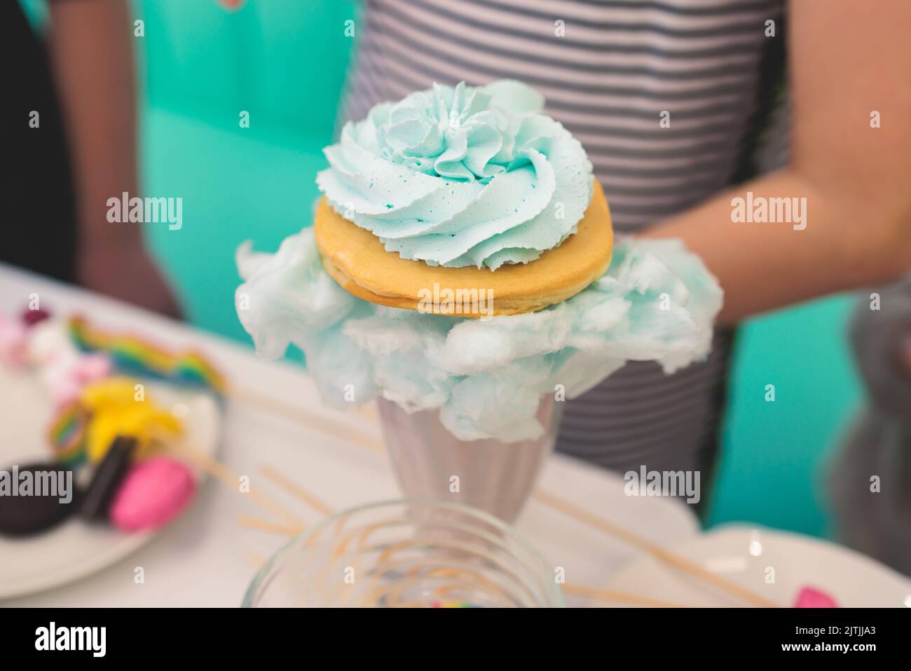 Over shake and freak shake, process of cooking extreme colorful ...