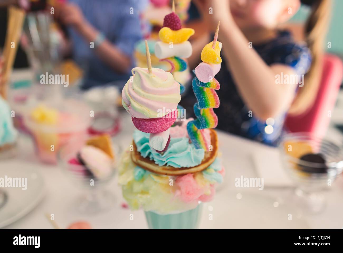 Over shake and freak shake, process of cooking extreme colorful ...