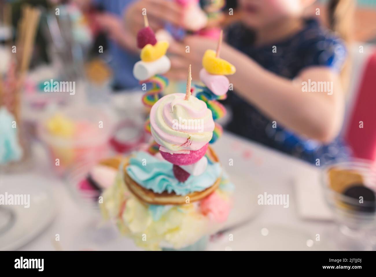 Over shake and freak shake, process of cooking extreme colorful ...