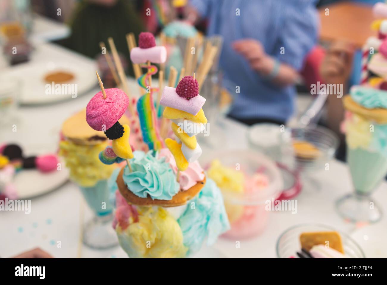 Over shake and freak shake, process of cooking extreme colorful ...