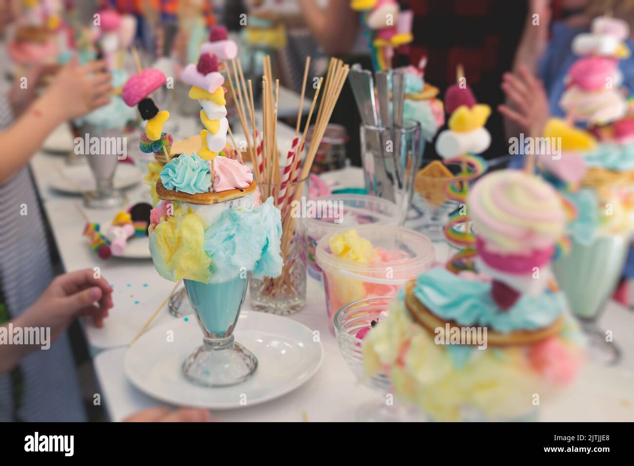 Over shake and freak shake, process of cooking extreme colorful ...