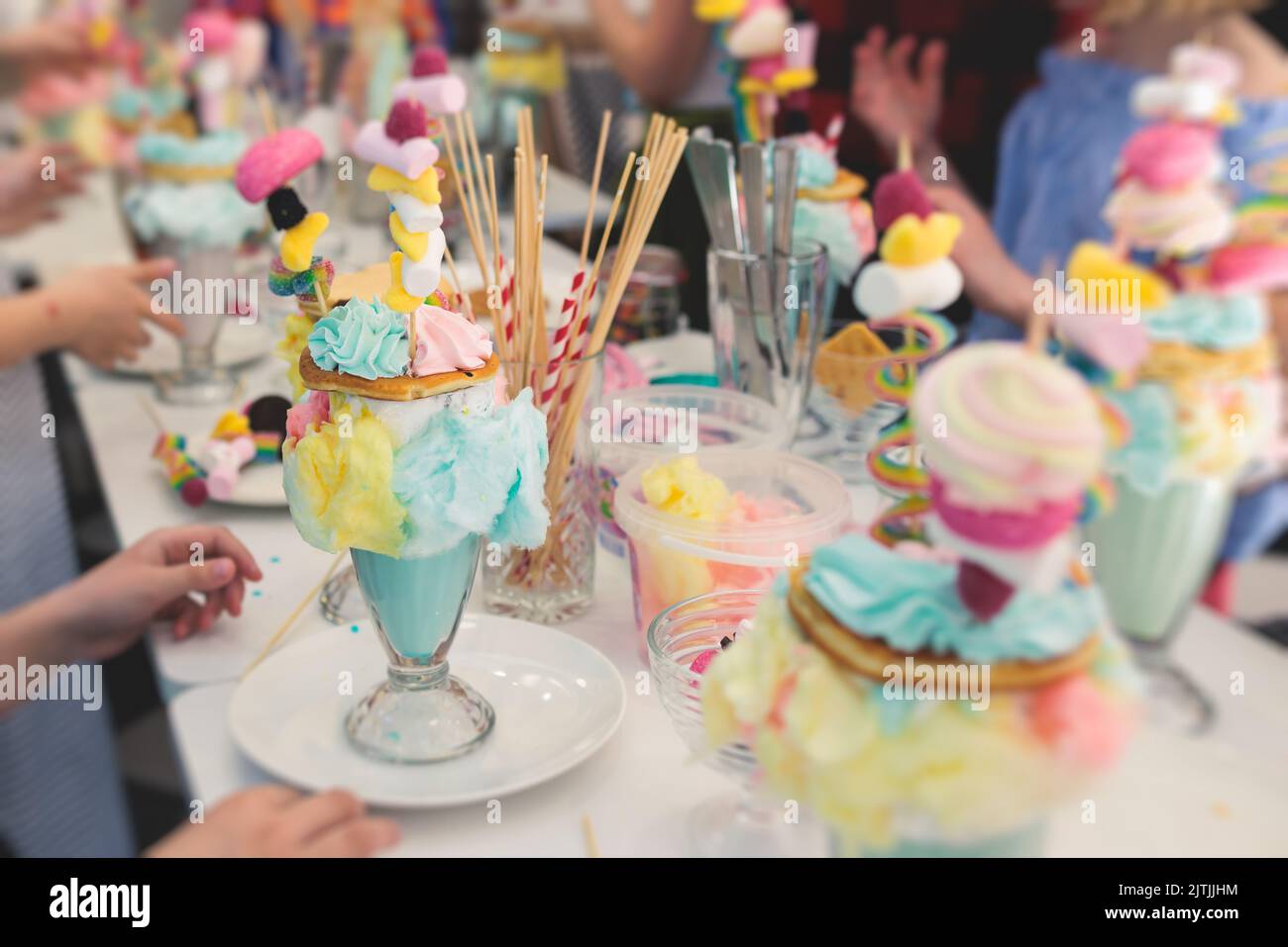 Over shake and freak shake, process of cooking extreme colorful ...