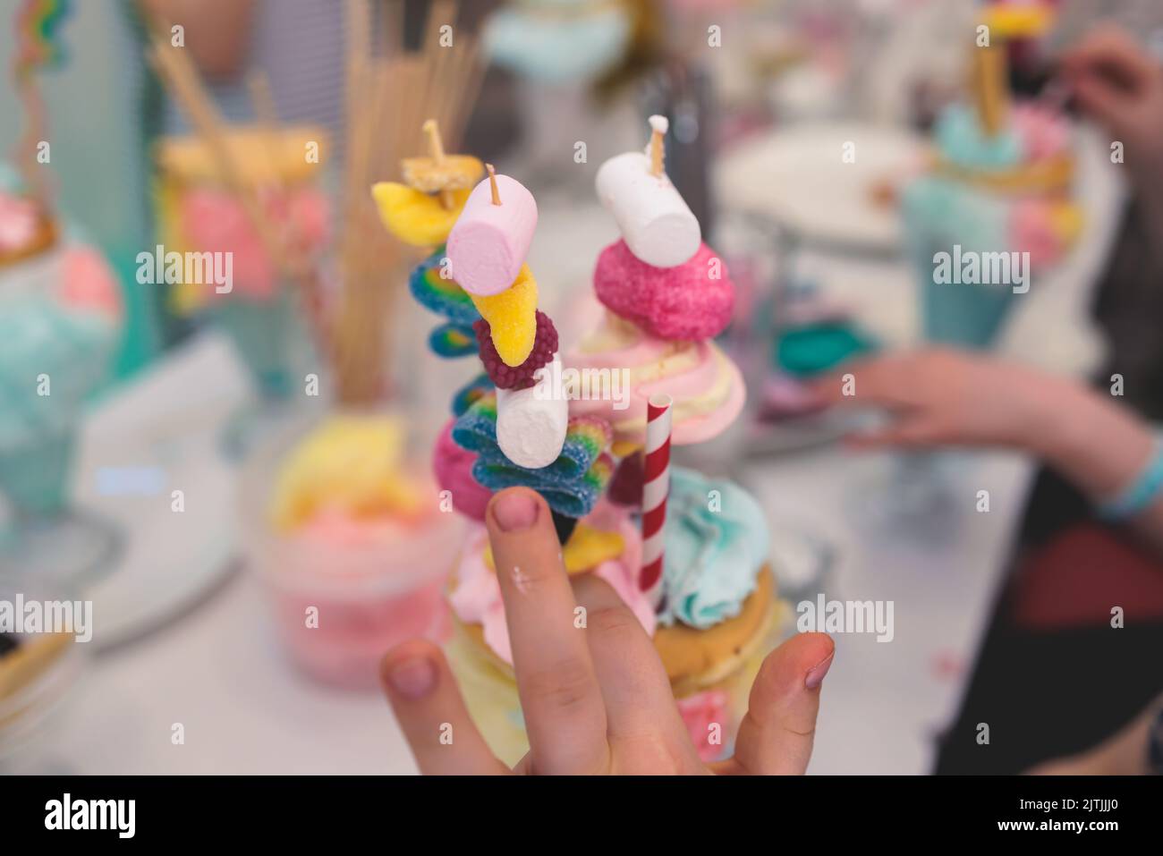 Over shake and freak shake, process of cooking extreme colorful ...