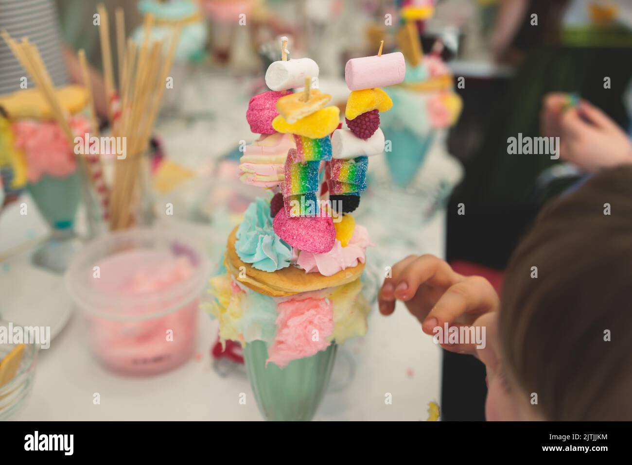Over shake and freak shake, process of cooking extreme colorful ...