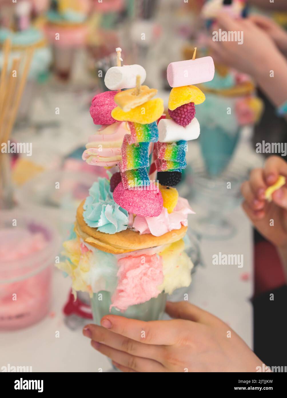 Over shake and freak shake, process of cooking extreme colorful ...