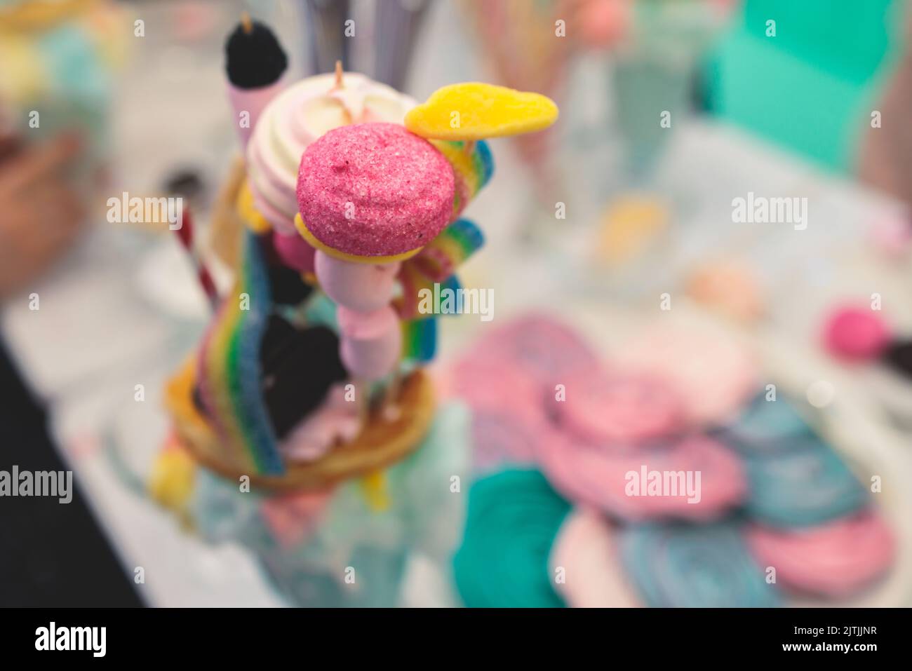 Over shake and freak shake, process of cooking extreme colorful ...