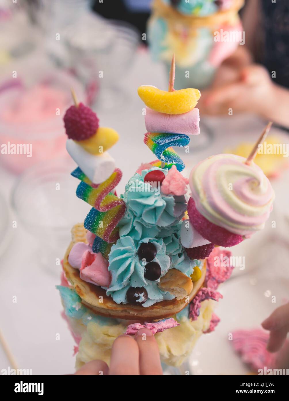 Over shake and freak shake, process of cooking extreme colorful ...