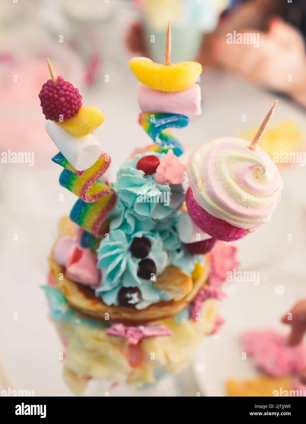 Over shake and freak shake, process of cooking extreme colorful ...